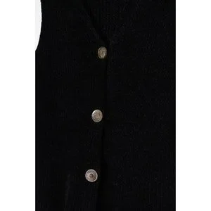 Duna | Sweaters | Vintage 9s Duna Handloomed Chenille Black Button Vest ...